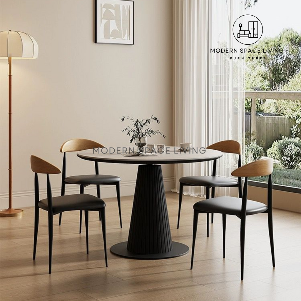 HILLER Modern Round Sintered Stone Dining Table – Modern Space Living