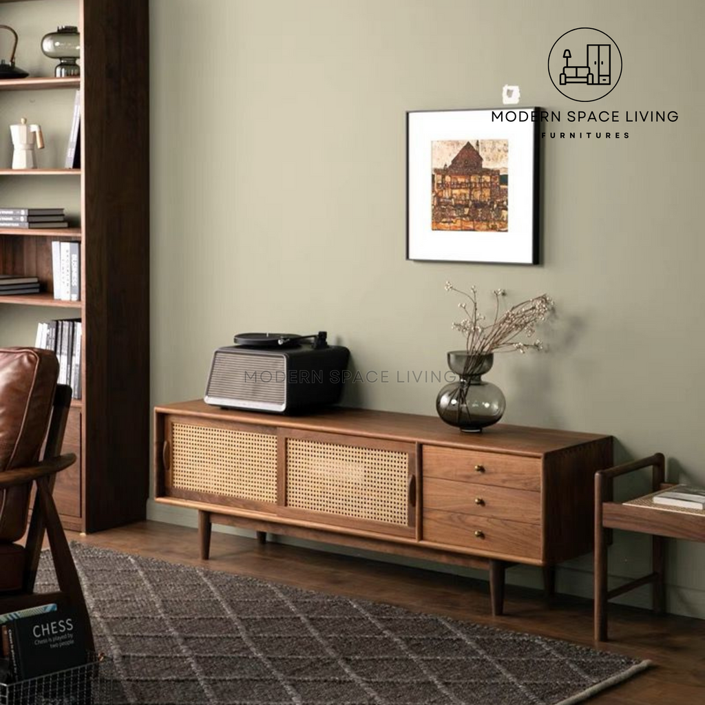 BJORN Rustic Solid Wood TV Console – Modern Space Living