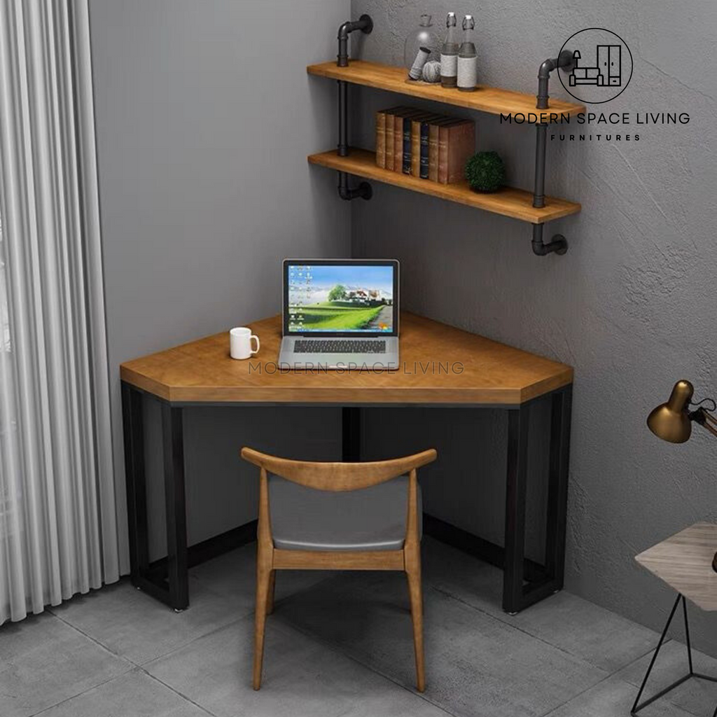 LILYANA Rustic Solid Wood Corner Desk – Modern Space Living