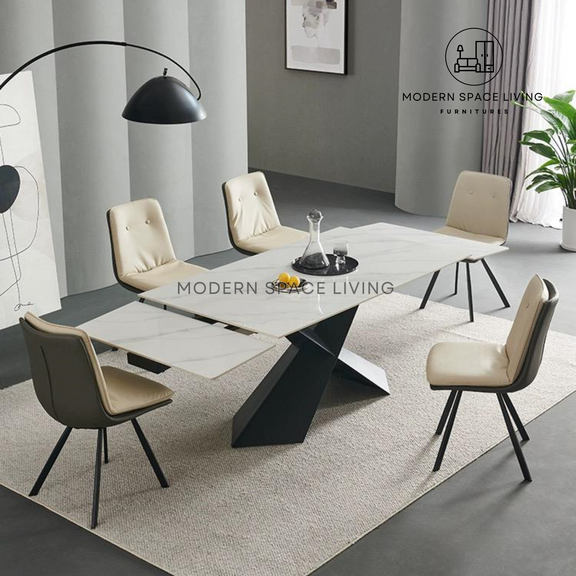 EVELYN Modern Sintered Stone Extendable Dining Table – Modern Space Living