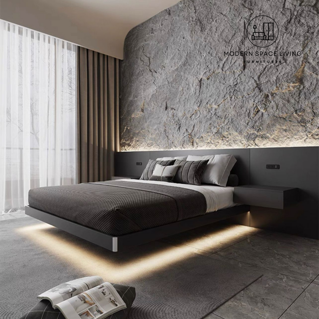 WAYLON Modern Floating Bed Frame – Modern Space Living