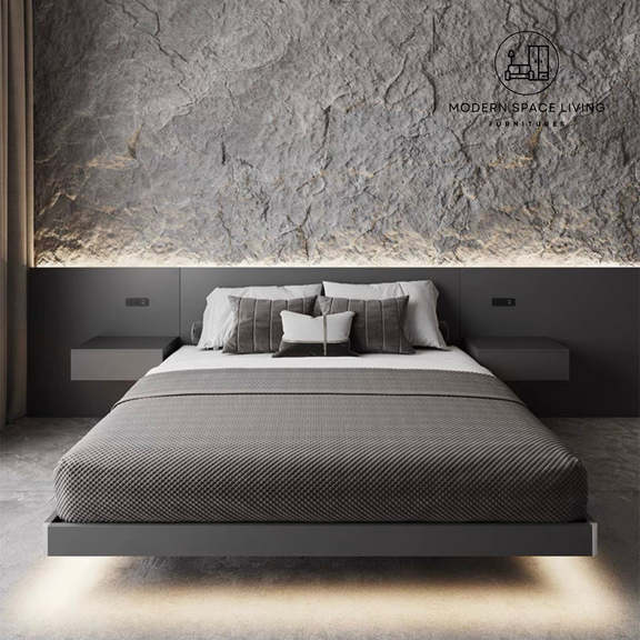 WAYLON Modern Floating Bed Frame – Modern Space Living