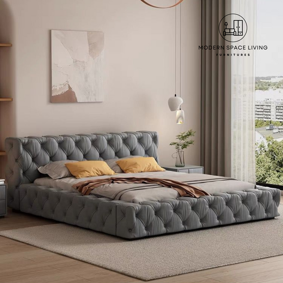 FLAME Modern Velvet Bed Frame – Modern Space Living