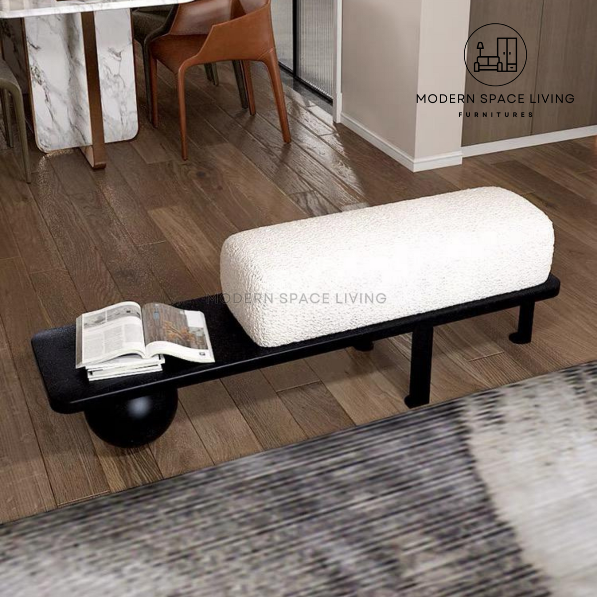 EMMALINE Modern Boucle Bench – Modern Space Living