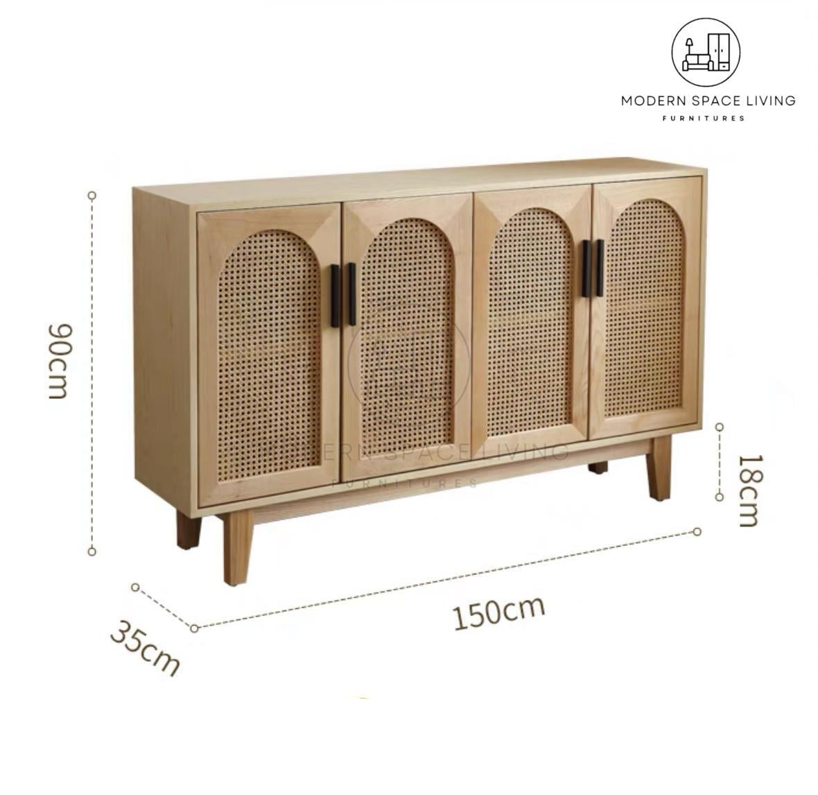 MIKIYO Japandi Rattan Sideboard – Modern Space Living