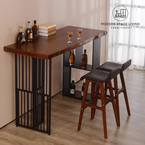 MURPHY Industrial Solid Wood Bar Table – Modern Space Living