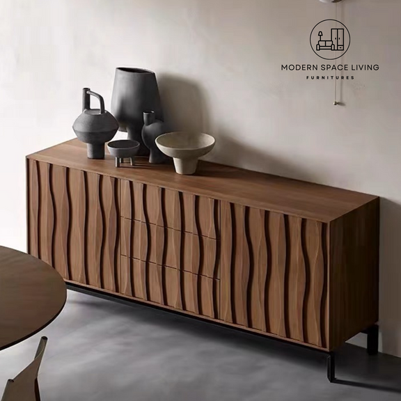 MAZZIE Rustic Solid Wood Sideboard – Modern Space Living