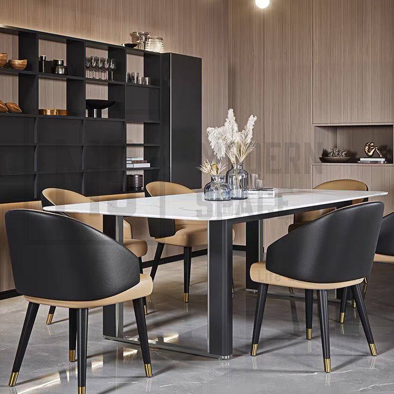KALEB Modern Sintered Stone Dining Table / Chairs – Modern Space Living