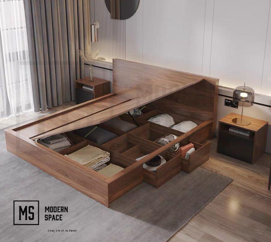 STEFF Rustic Storage Bed Frame – Modern Space Living