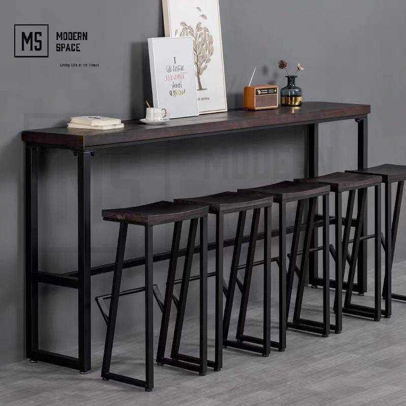 BAILEYS Industrial Solid Wood Bar Table – Modern Space Living