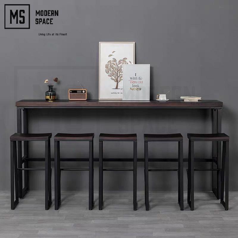 BAILEYS Industrial Solid Wood Bar Table – Modern Space Living