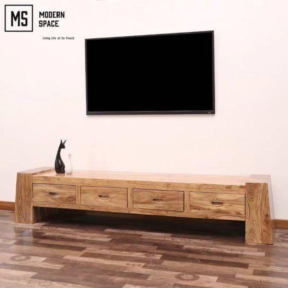 MEGAPIXEL Rustic Solid Wood TV Console – Modern Space Living