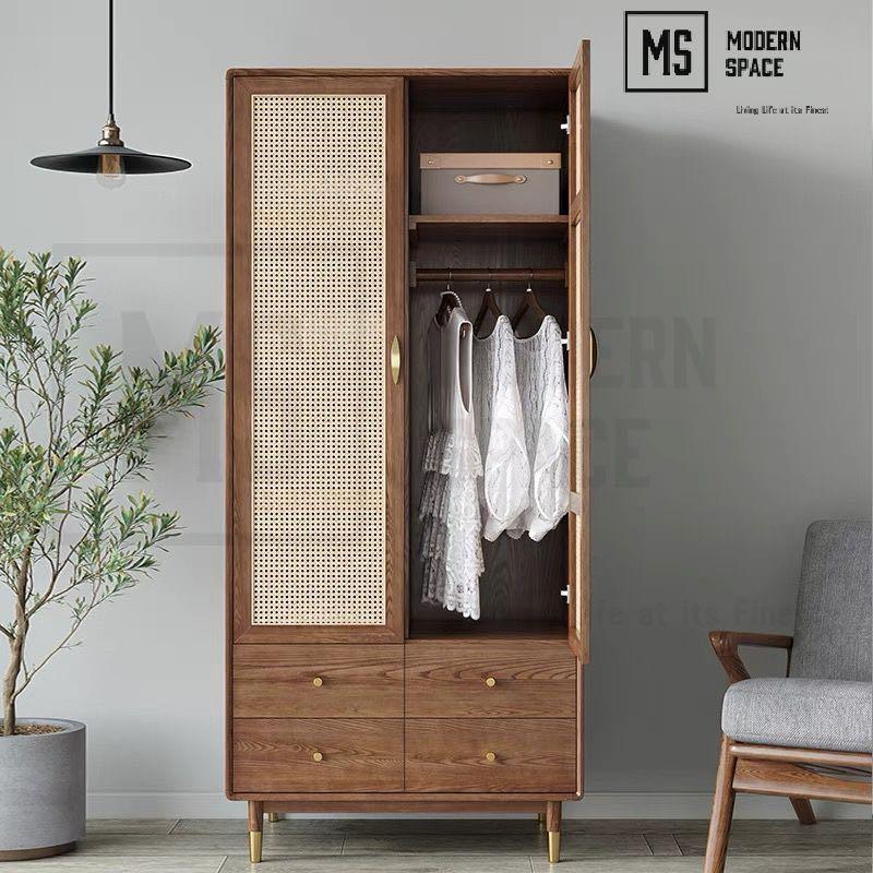 ADELE Rustic Solid Wood Wardrobe – Modern Space Living