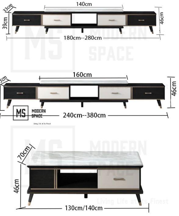 MELLOW Extendable Marble TV Console – Modern Space Living