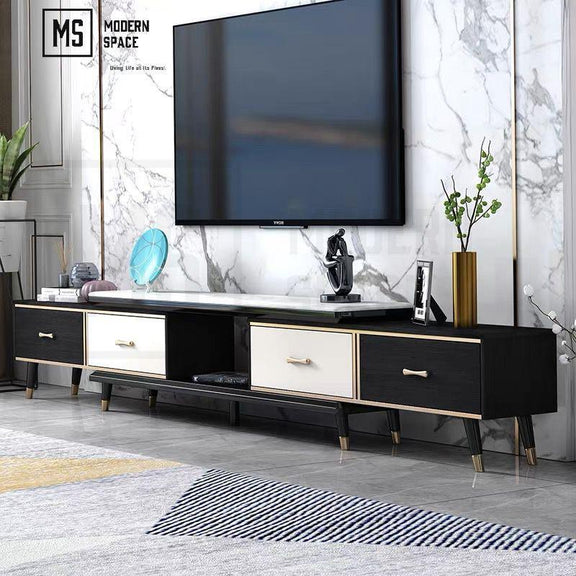 MELLOW Extendable Marble TV Console – Modern Space Living
