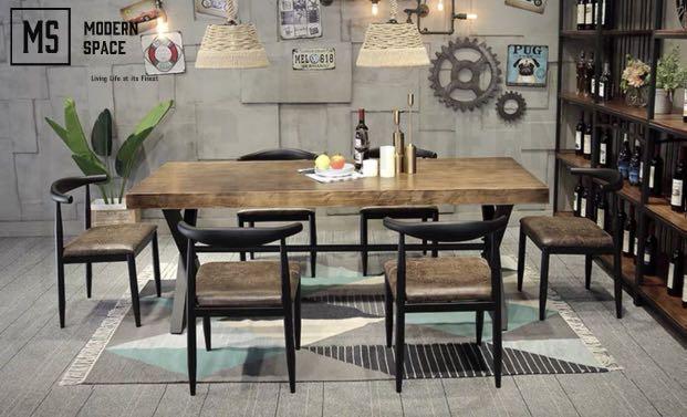 LUKE Industrial Solid Wood Dining Table – Modern Space Living