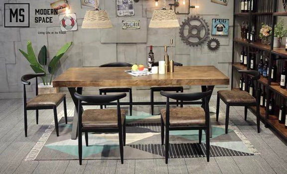 LUKE Industrial Solid Wood Dining Table – Modern Space Living