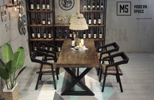 LUKE Industrial Solid Wood Dining Table – Modern Space Living