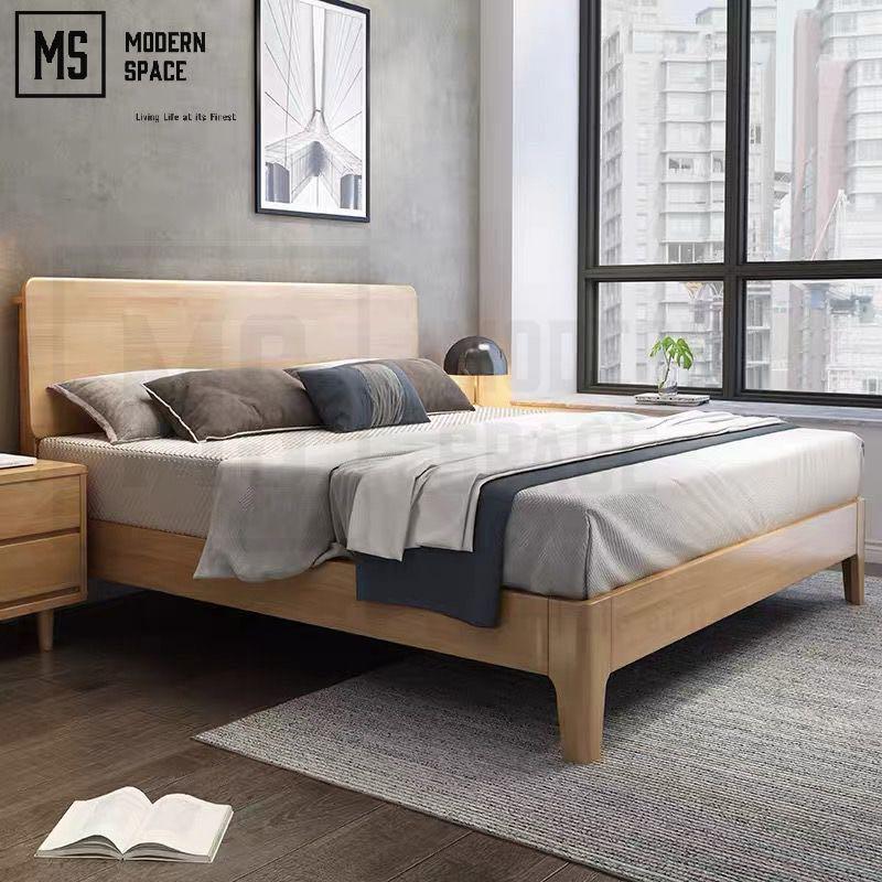 RAVLYN Scandinavian Solid Wood Bed Frame – Modern Space Living